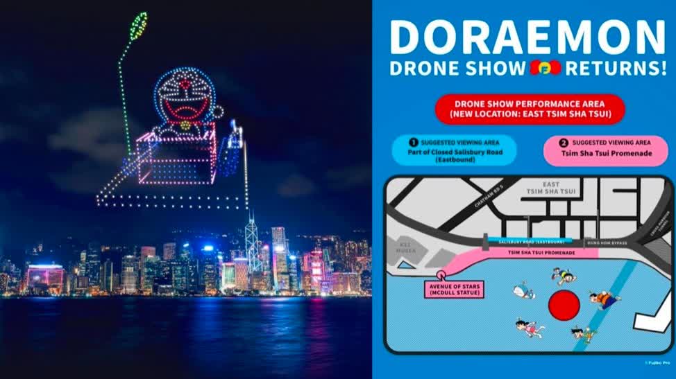 Doraemon Drone Show to light up Victoria Harbor again on July 20