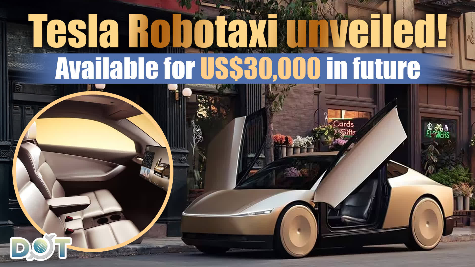 Tesla Robotaxi unveiled! Available for US$30,000 in future