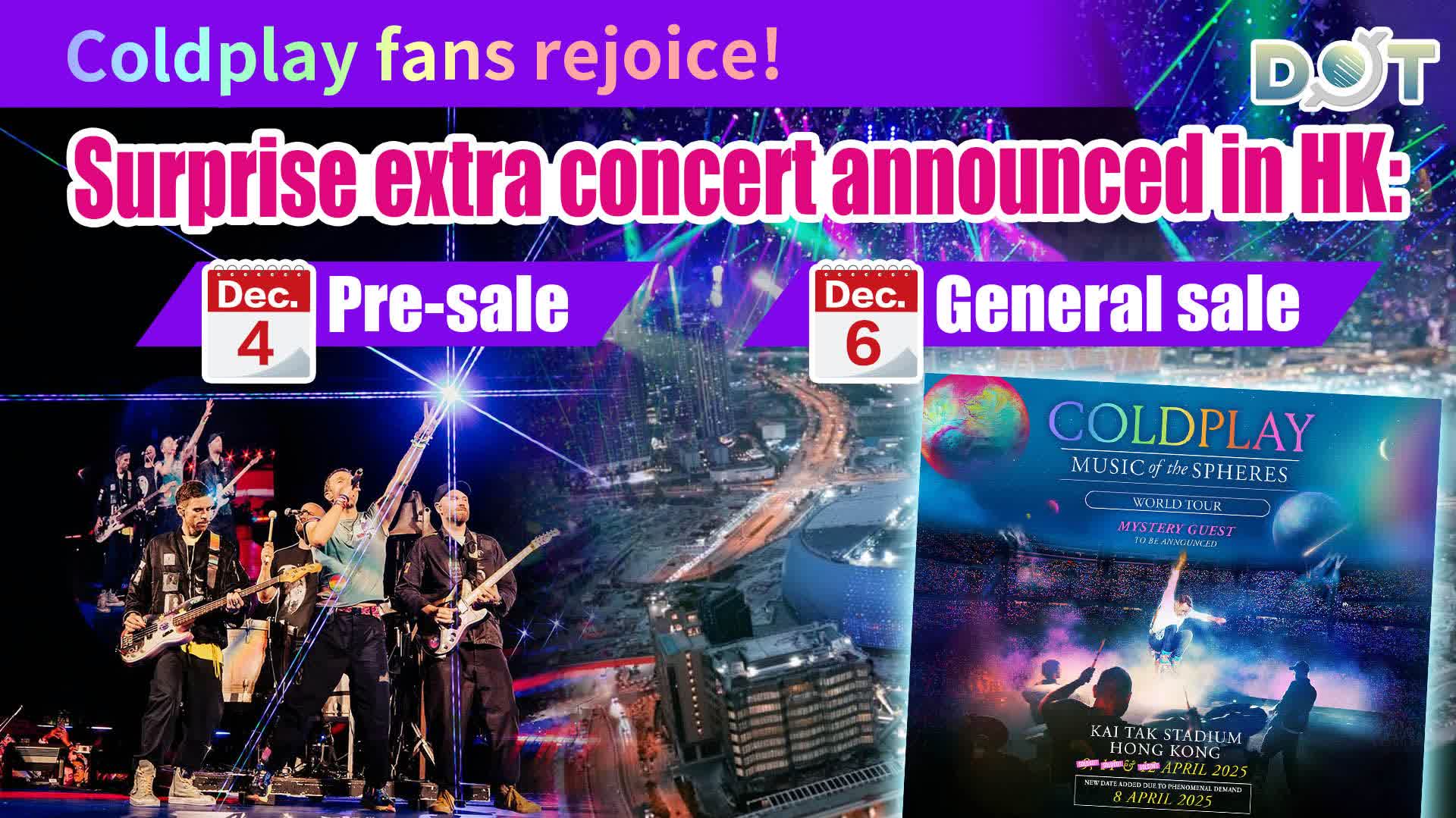 Coldplay fans rejoice! Surprise extra concert announced in HK: Tickets ...