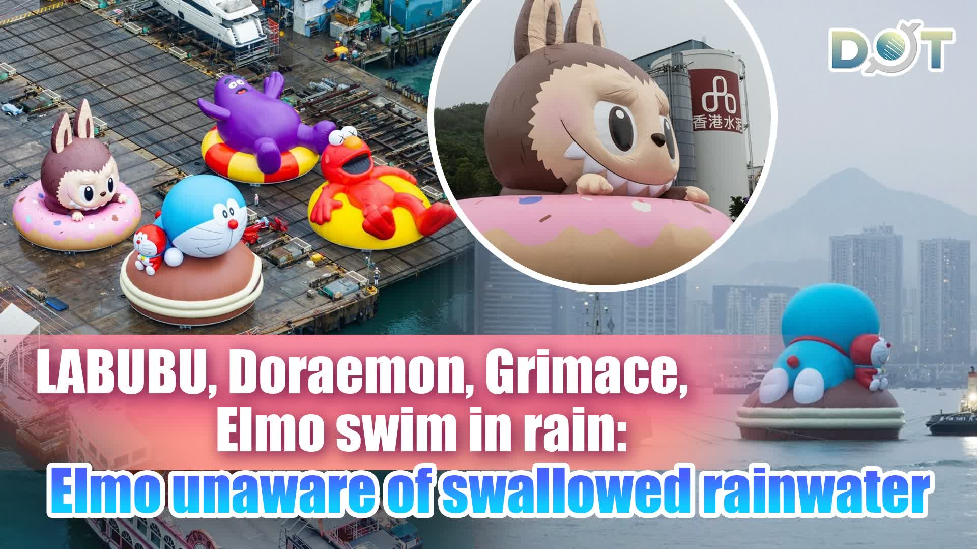 Photos | LABUBU, Doraemon, Grimace, Elmo swim in rain: Elmo unaware of ...