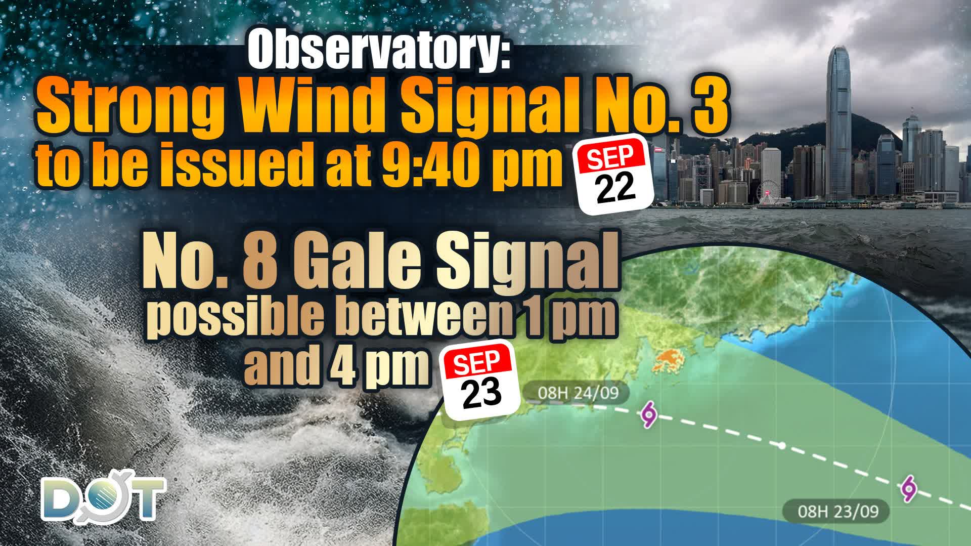 Observatory: Strong Wind Signal No. 3 to be issued at 9:40 pm tonight ...
