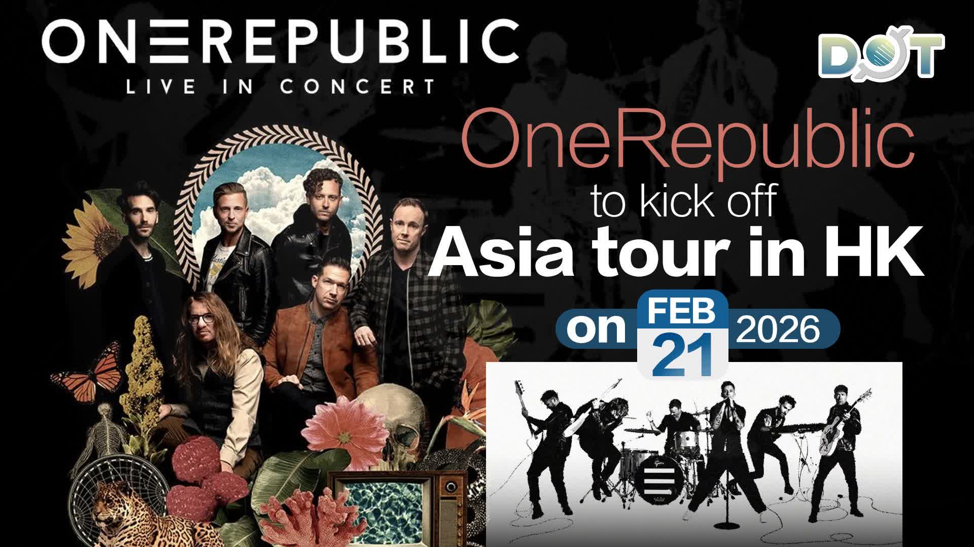 OneRepublic to kick off Asia tour in HK on Feb. 21, 2026
