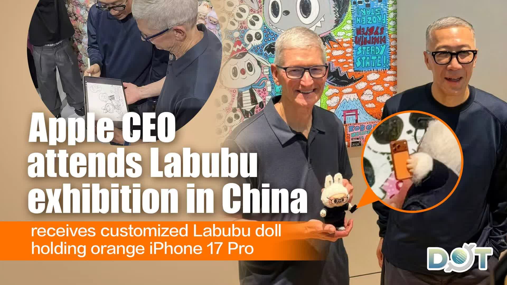 Apple CEO attends Labubu exhibition in China, receives customized ...